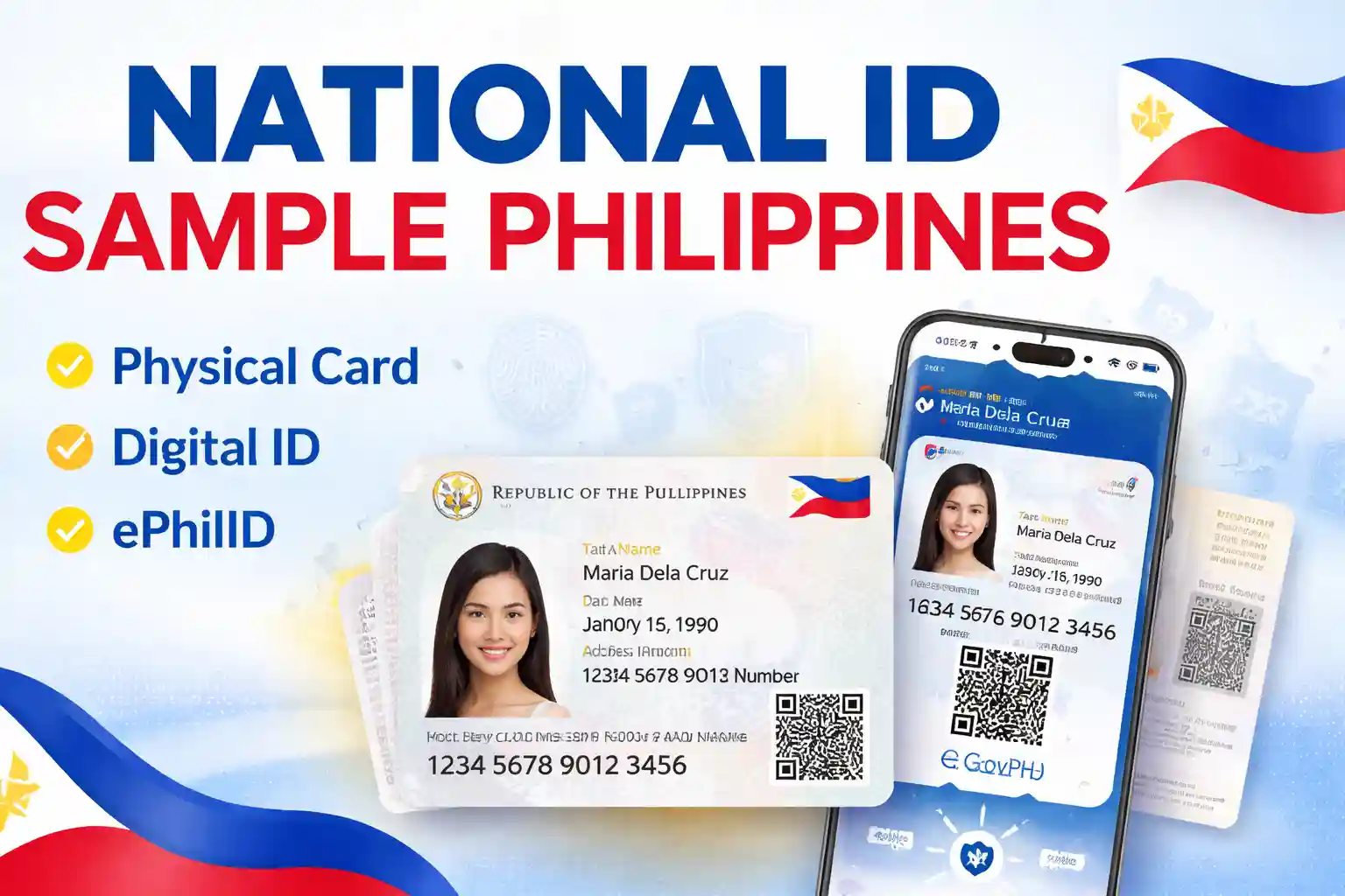 National ID Sample: Front, Back, ePhilID & Digital ID